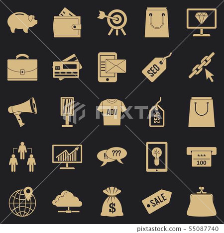 Commercially profitable icons set, simple style - Stock Illustration ...