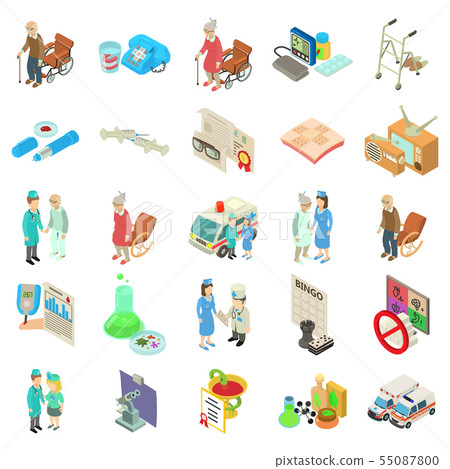 Medical boarding house icons set, isometric style - Stock Illustration ...