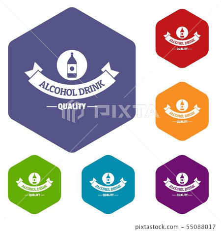 Quality cognac icons vector hexahedron - Stock Illustration [55088017 ...