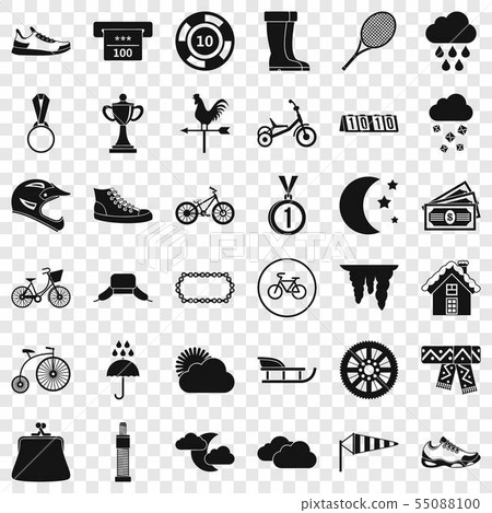 Woman exercising icons set, simple style - Stock Illustration [55088100 ...