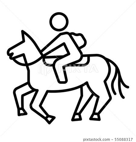 Horseback riding icon, outline style - Stock Illustration [55088317 ...