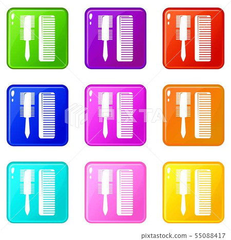 Hair comb icons set 9 color collection-插圖素材 [55088417] - PIXTA圖庫