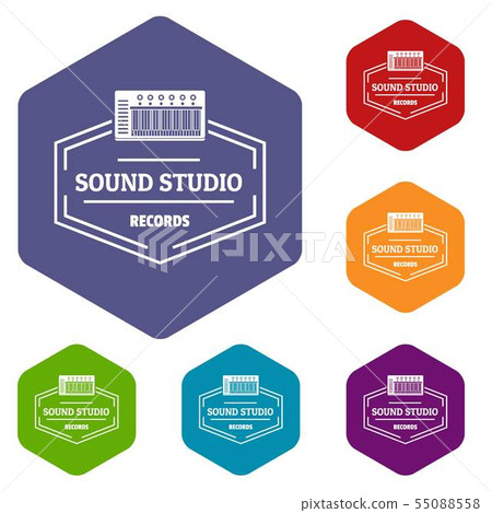 Sound studio icons vector hexahedron - Stock Illustration [55088558 ...