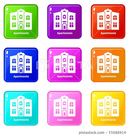 Apartments icons set 9 color collection - Stock Illustration [55088914 ...