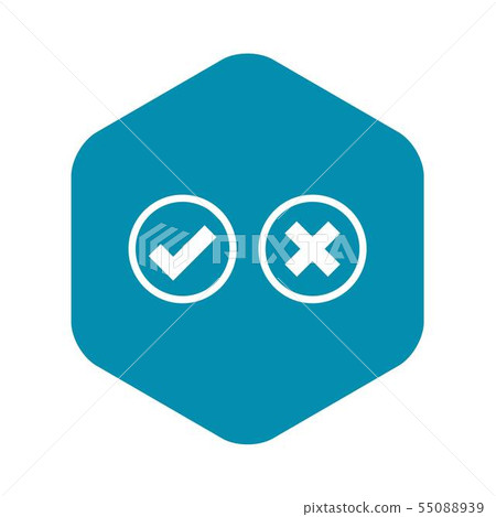 Tick and cross selection icon, simple style - Stock Illustration ...