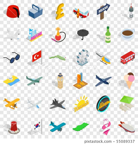 Summer travel icons set, isometric style - Stock Illustration [55089337 ...