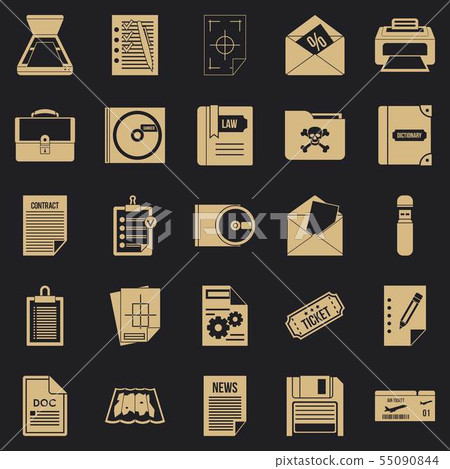 Text icons set, simple style-插圖素材 [55090844] - PIXTA圖庫