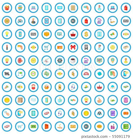100 sale icons set, cartoon style - Stock Illustration [55091179] - PIXTA