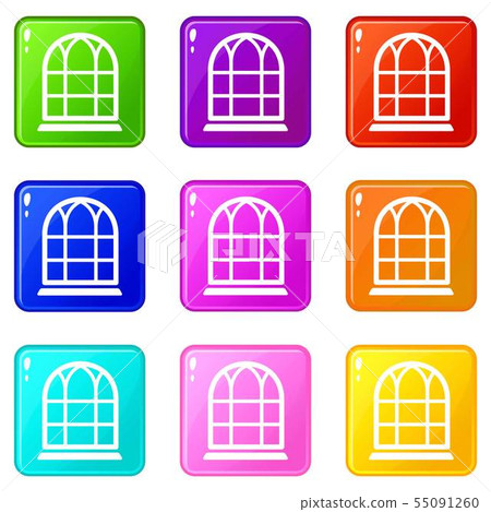 Big window frame icons set 9 color collection-插圖素材 [55091260] - PIXTA圖庫