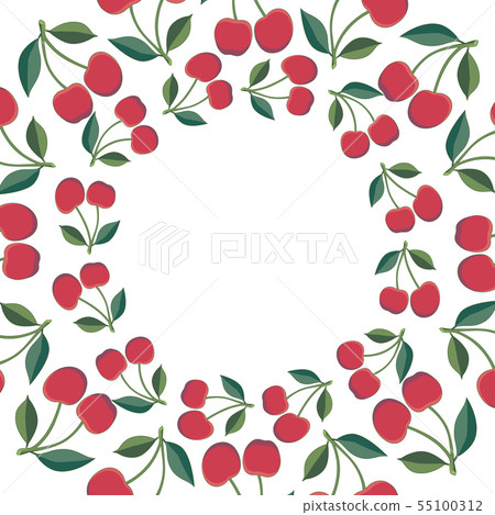 Cherry round frame card design for greeting or... - Stock Illustration ...