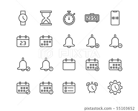 Set of date and time icons. - Stock Illustration [55103652] - PIXTA