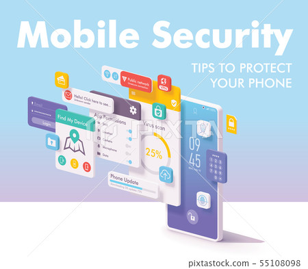Vector mobile security and data protection concept - Stock Illustration ...