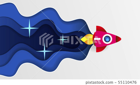 Paper Rocket Paper Art With White Tone Background - Stock Illustration ...