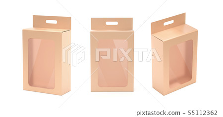 Box mock up set. Display boxes with transparent... - Stock Illustration ...