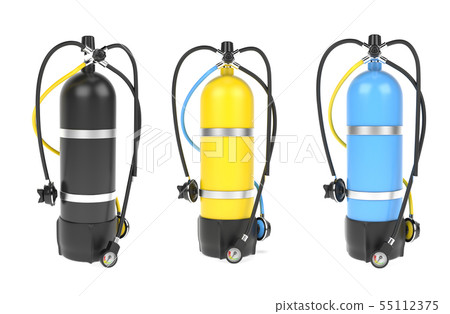 Scuba diving air tank with regulator set.... - Stock Illustration ...