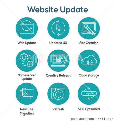 Website Update Icon Set with seo update, site - Stock Illustration ...