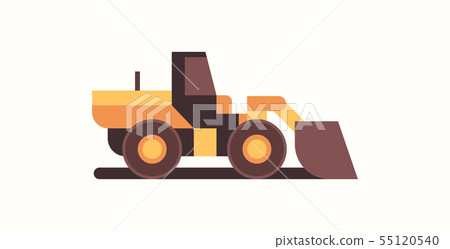 heavy excavator yellow loader machine coal mine... - Stock Illustration ...