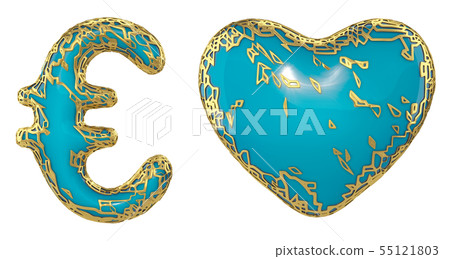 Symbol collection euro and heart made of golden... - Stock Illustration ...