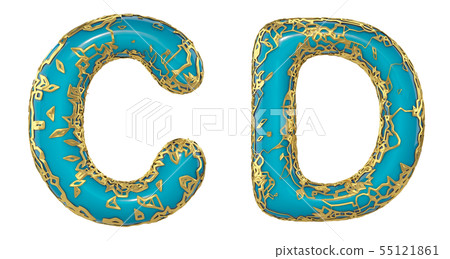 Realistic 3D letters set C, D made of gold... - Stock Illustration ...