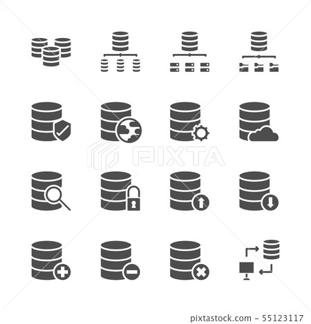Database system icon set - Stock Illustration [55123117] - PIXTA