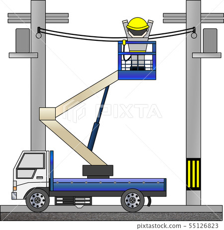 High place work vehicle (during high place work) - Stock Illustration ...