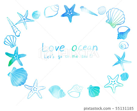 Sea frame watercolor text - Stock Illustration [55131185] - PIXTA