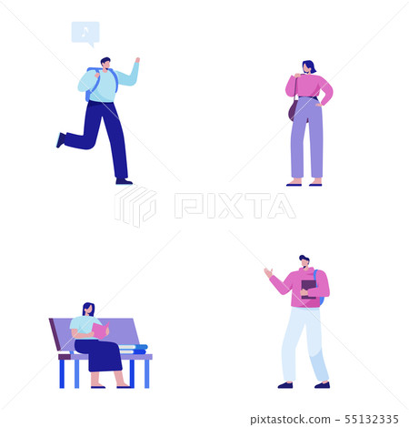 Isometric set of people, human movement concept... - Stock Illustration ...