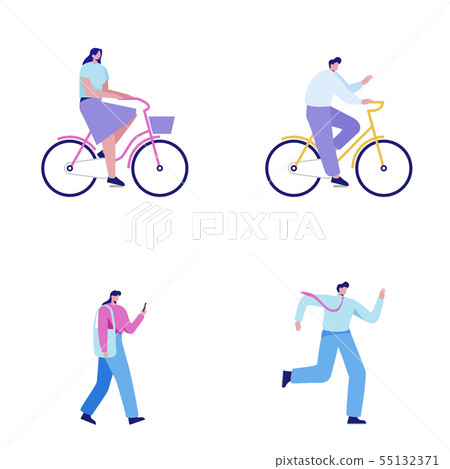 Isometric set of people, human movement concept... - Stock Illustration ...