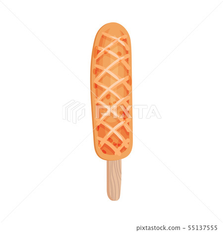 Long oval waffle on a stick. Vector... - Stock Illustration [55137555 ...