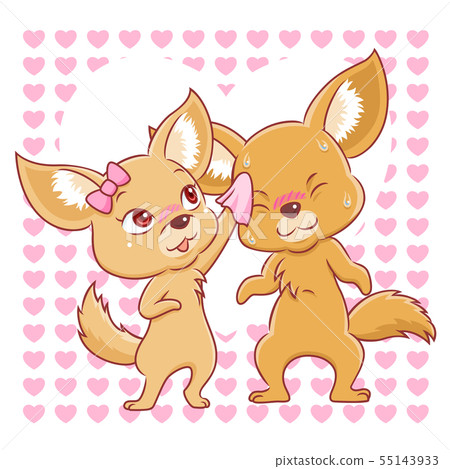 Fennec foxes falling in love.-插圖素材 [55143933] - PIXTA圖庫