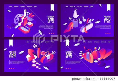 Vector isometric banners collection with women - Stock Illustration ...