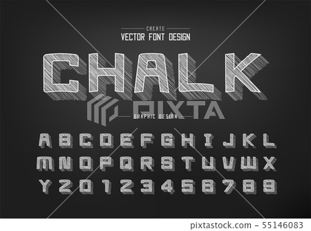 chalk shadow cartoon font and alphabet vector, - Stock Illustration ...
