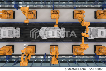 robot assembly line in car factory - Stock Illustration [55148865] - PIXTA