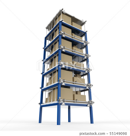 racks full of carton boxes-插圖素材 [55149098] - PIXTA圖庫