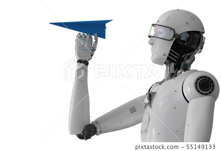 robot holding paper plane - Stock Illustration [55149133] - PIXTA
