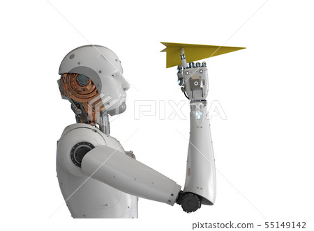 robot holding paper plane - Stock Illustration [55149142] - PIXTA