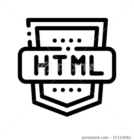 Coding Language HTML System Vector Thin Line Icon - Stock Illustration ...