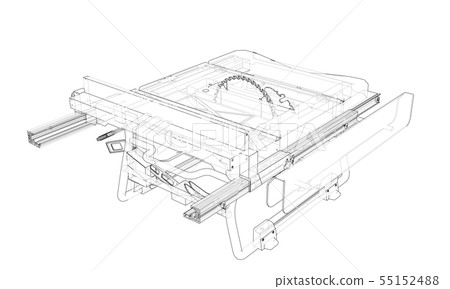 Outline table saw for woodwork vector - Stock Illustration [55152488 ...