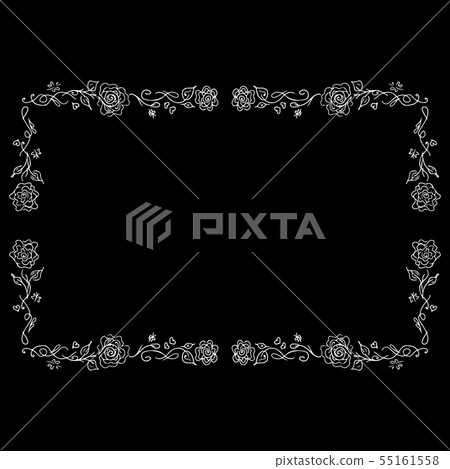 Rose frame outline in line art style. Stencil art - Stock Illustration ...