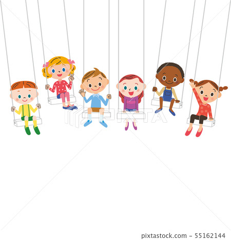 그네를 타는 아이들 - 스톡일러스트 [55162144] - PIXTA
