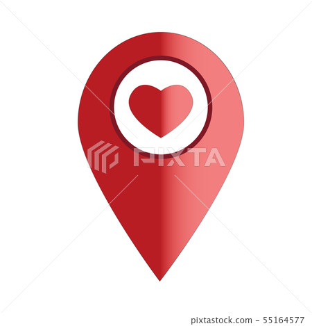 map pointer with heart icon on white background. - Stock Illustration ...