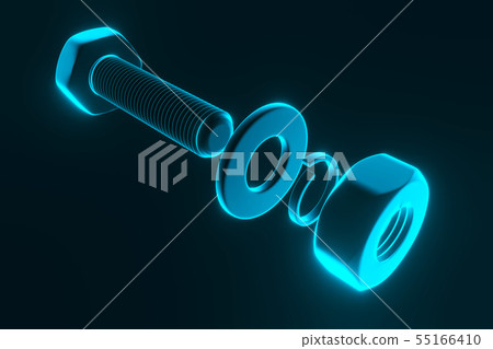 Bolts, nuts, washers, growers. 3D rendering - Stock Illustration ...