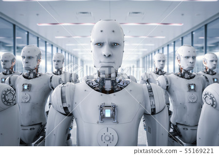 group of cyborgs in factory - Stock Illustration [55169221] - PIXTA