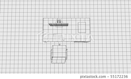 Deskwork Architectural Drawing CAD CG... - Stock Illustration [55172236 ...