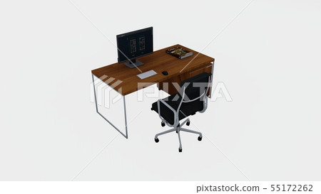 Desk Work Architectural Drawing CAD CG Real 1... - Stock Illustration ...