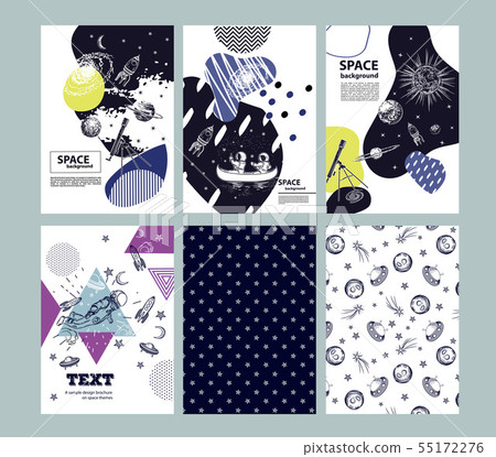 Set of space cover templates. Astronauts in... - Stock Illustration ...