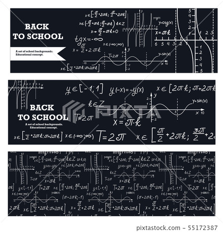 A set of banners with formulas and graphs of...-插圖素材 [55172387] - PIXTA圖庫