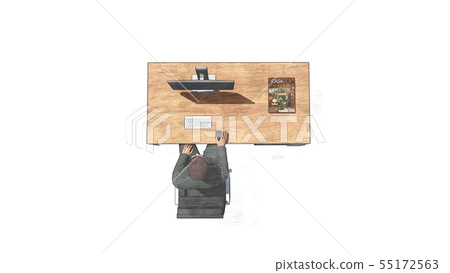 Desk work Architectural drawing CAD CG... - Stock Illustration ...