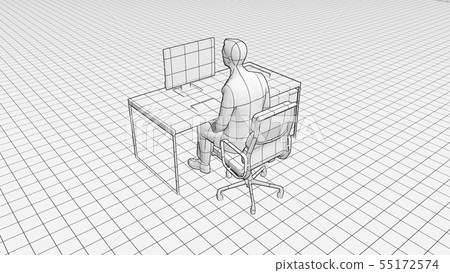 Desk Work Architectural Drawing CAD CG... - Stock Illustration ...