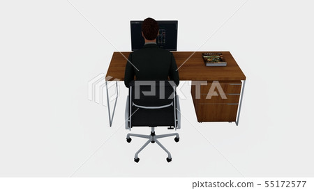 Desk Work Architectural Drawing CAD CG Real 2 Male - Stock Illustration ...